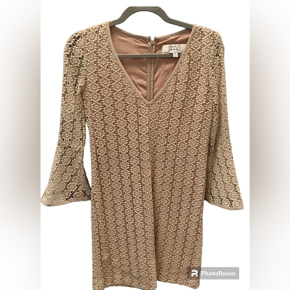 Badgley Mischka | Dresses | Badgley Mischka Dress Gold Lace Euc | Poshmark